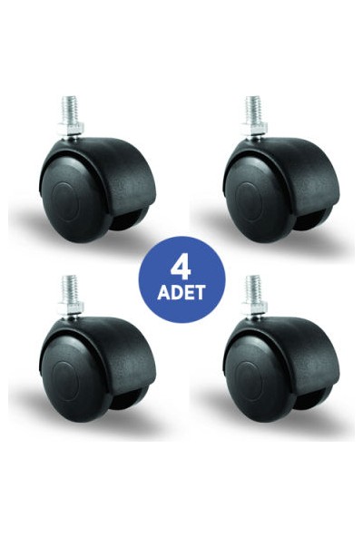 4 Adet Ec05Mkm50, Oynak Civatalı Mobilya Tekerleği Koltuk Tekeri, Çap:50, 4Lü Set