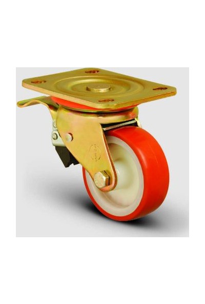 Oynak Frenli Tabla Bağlantılı, Bilya Rulmanlı, Poliüretan, Ağır Sanayi Tekerleği Çap:55 - Ed01 Zbp 55F Oynak Frenli Tabla Bağlantılı, Bilya Rulmanlı, Poliüretan, Ağır Sanayi Tekerleği Çap:55 - Ed01 Zbp 55F