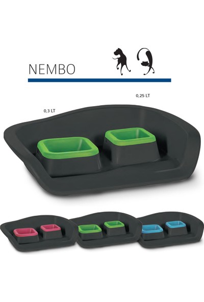 Mp Bergamo Sıçratmayan Mama/Su Kabı Nembo İkili 0,3+0,25L Mp Bergamo Sıçratmayan Mama/Su Kabı Nembo İkili 0,3+0,25L