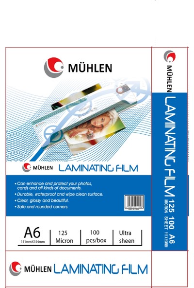 Mühlen A6 Laminasyon Filmi 125 Micron 1 Paket 100 Adet Mühlen A6 Laminasyon Filmi 125 Micron 1 Paket 100 Adet