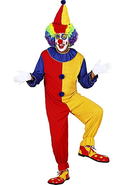 Kostümce Kukuletalı Tulum Palyaço Kıyafeti Yetişkin Kostümce Kukuletalı Tulum Palyaço Kıyafeti Yetişkin