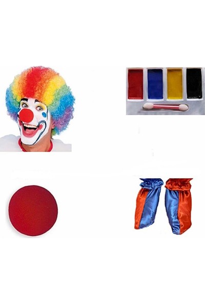 Kostümce Palyaço Bonus Boya Burun Ayakkabı Seti Kostümce Palyaço Bonus Boya Burun Ayakkabı Seti