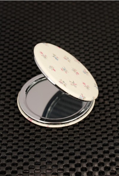 E-Bijuteri Krem Renk Çiçek Desenli Cep Aynası 624727