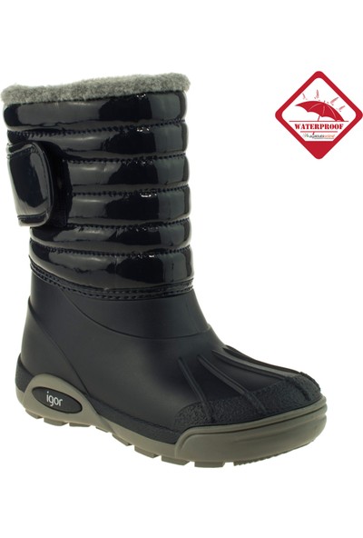 Igor 10168 Topo Skı Charol Siyah Çocuk Yağmur Çizmesi