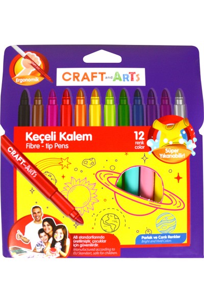 Craft And Arts Keçeli Kalem Jumbo 12'Li Craft And Arts Keçeli Kalem Jumbo 12'Li