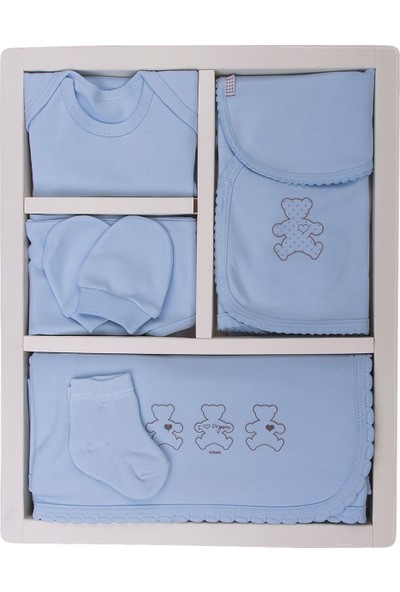 KitiKate Organik 10'lu Hastane Çıkışı Zıbın Seti - Mavi