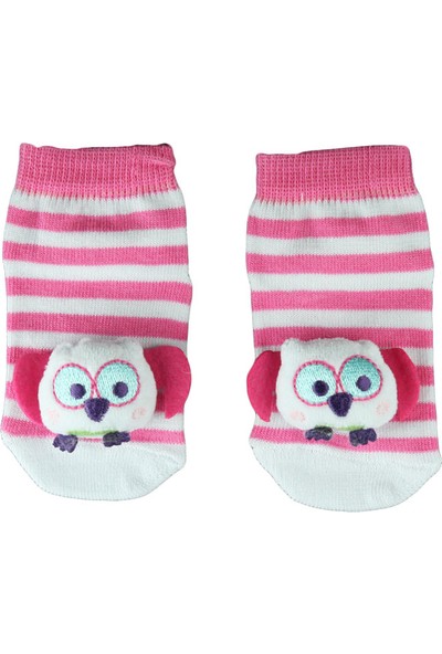 Mini Damla Çıngıraklı Bebek Çorabı - Fuşya