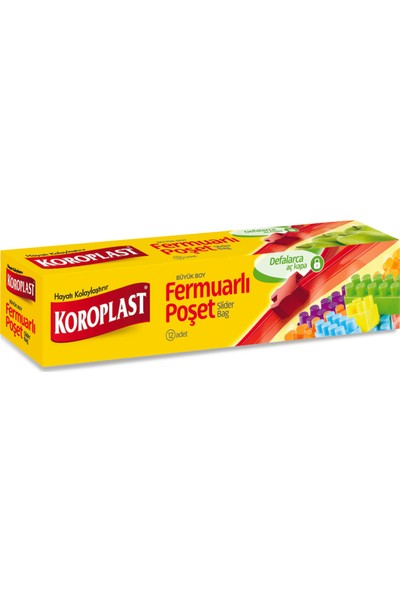 Koroplast Fermuarlı Poşet Büyük Boy 12'li 26x28 cm