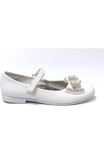 İremsu Kurdeleli Çocuk Ayakkabı Beyaz