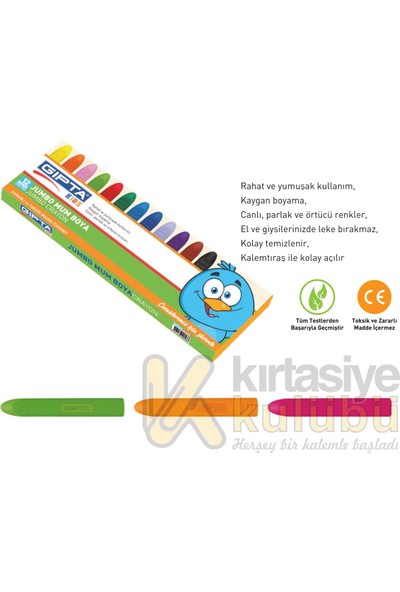 Gıpta Jumbo Mum Boya 12 Renk