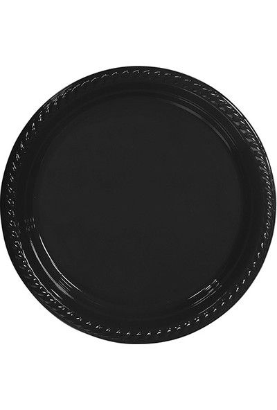 PartiBulutu Siyah Plastik Tabak 22 cm 10'lu