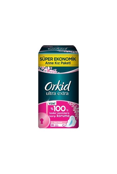 Orkid Ultra Extra Hijyenik Ped 4'lü Süper Ekonomik Paket Deofresh Uzun 26 Ped Orkid Ultra Extra Hijyenik Ped 4'lü Süper Ekonomik Paket Deofresh Uzun 26 Ped