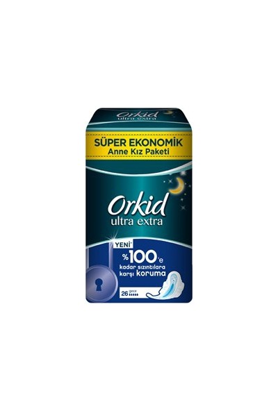 Orkid Ultra Extra Hijyenik Ped Süper Ekonomik Paket Gece 26 Ped Orkid Ultra Extra Hijyenik Ped Süper Ekonomik Paket Gece 26 Ped