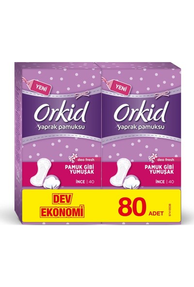Orkid Yaprak Pamuksu Günlük Ped Deo Fresh Dev Ekonomi Paketi 80 Ped Orkid Yaprak Pamuksu Günlük Ped Deo Fresh Dev Ekonomi Paketi 80 Ped