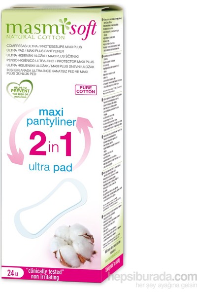 Masmi Soft %100 Saf Ve Doğal Pamuk Ultra İnce Kanatsız Maxi Plus Günlük Ped