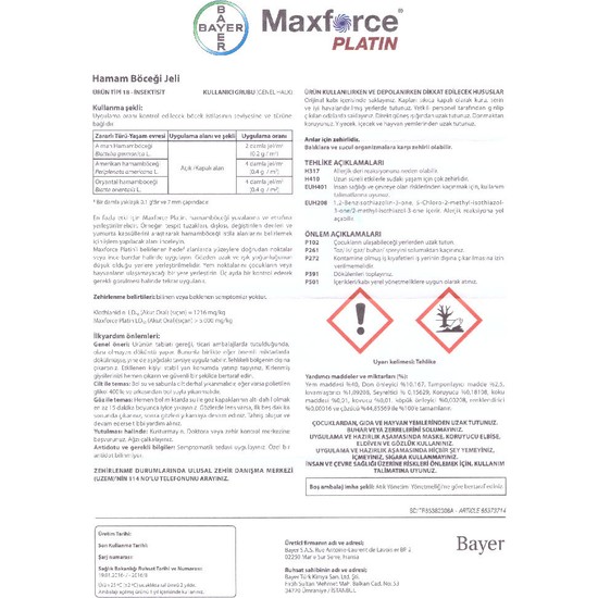 Bayer Maxforce Platin Hamamböceği Jeli 20Gr Fiyatı