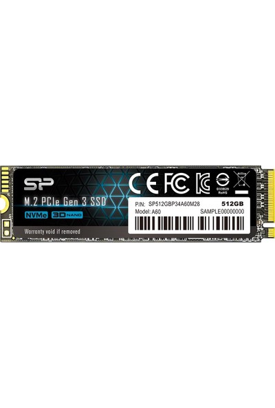 Silicon Power A60 512GB 2200MB-1600MB/S M.2 2280 Pcıe SSD SP512GBP34A60M28