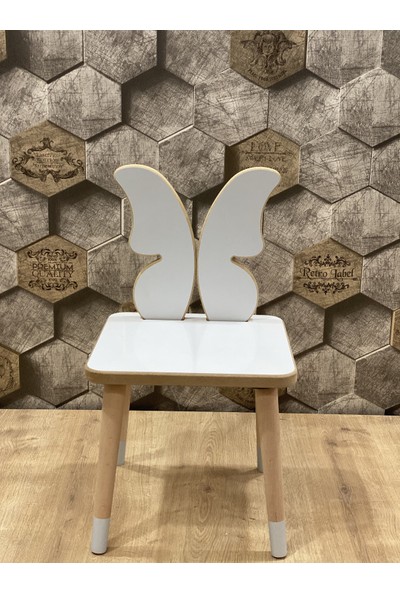 Nhmobilya Çocuk Masa Sandalye (Gri) Kelebek Figürlü