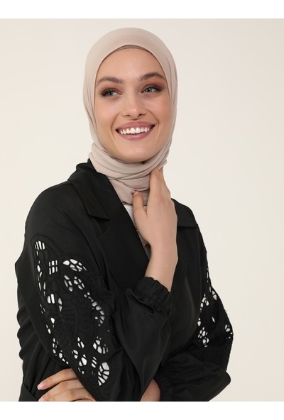 Refka Woman Kolları Nakışlı Kruvaze Kapama Pardesü - Siyah - Refka Woman