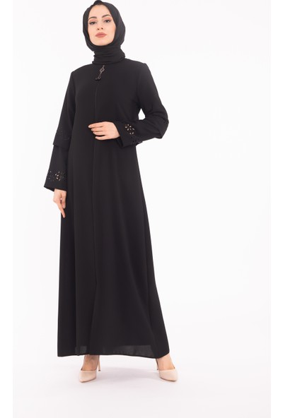 Kadın Çift Kollu Ferace,lazerli Ferace,çiçek Desenli Ferace,petek Kumaş Feraece,yetişkin Genç Ferace