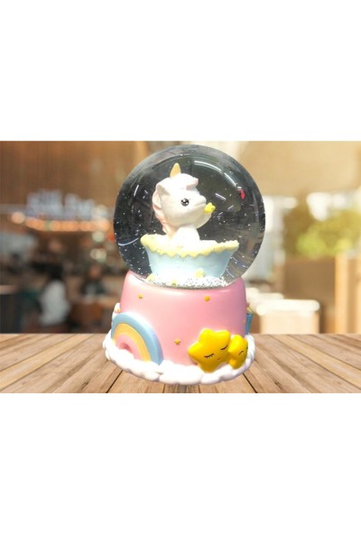 Kayık Içinde Unicorn Müzikli Cam Kar Küresi