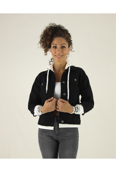 Fourmaniac Kumaş Kapşonlu Siyah Kot Ceket