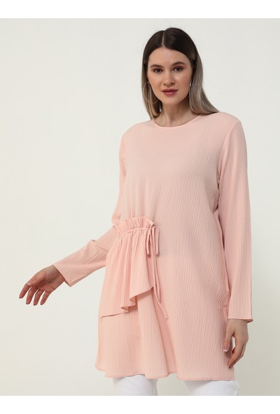 Alia Büyük Beden Beli Büzgü Detaylı Tunik Şeftali Alia