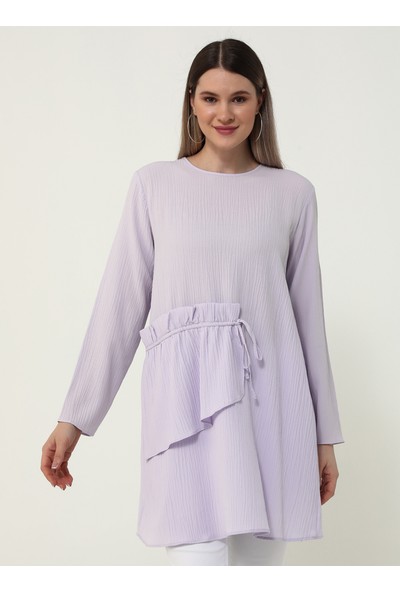 Alia Büyük Beden Beli Büzgü Detaylı Tunik Lila Alia