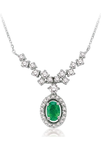 Emel Pırlanta 1.25 Ct. Pırlanta Zümrüt Kolye