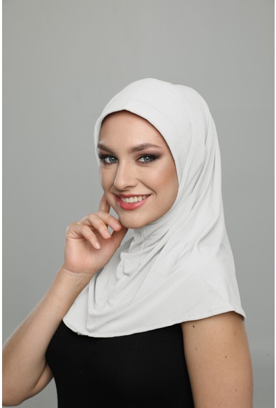 Fidan Bone Takmatik Sade Krem Hazır Türban Tesettür Bone Namaz Örtüsü