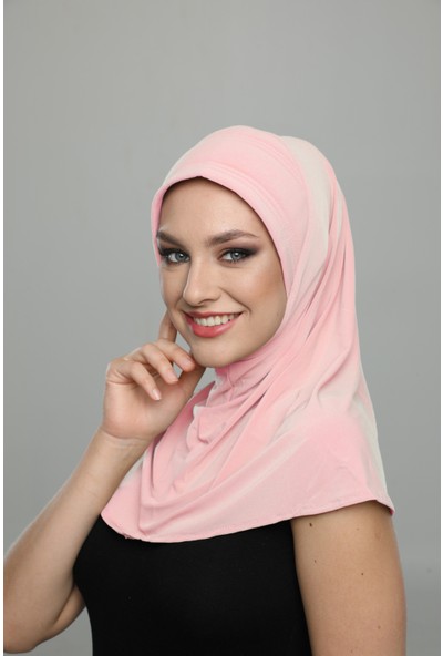 Fidan Bone Takmatik Sade Pudra Hazır Türban Tesettür Bone Namaz Örtüsü