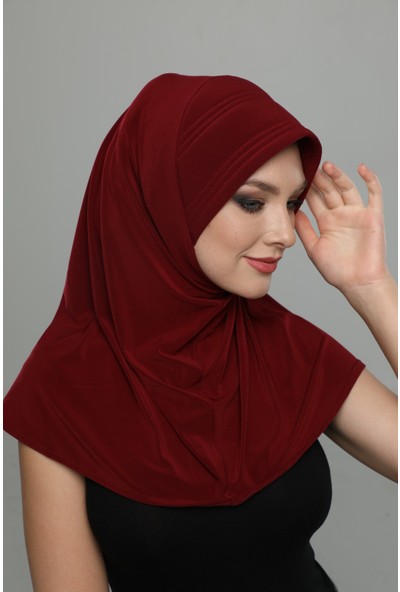 Fidan Bone Takmatik Sade Bordo Hazır Türban Tesettür Bone Namaz Örtüsü
