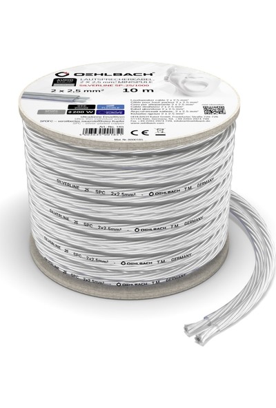Oehlbach Sp-25 1000 Gümüş Kaplama Hoparlör Kablosu 2,5mm² (10M)