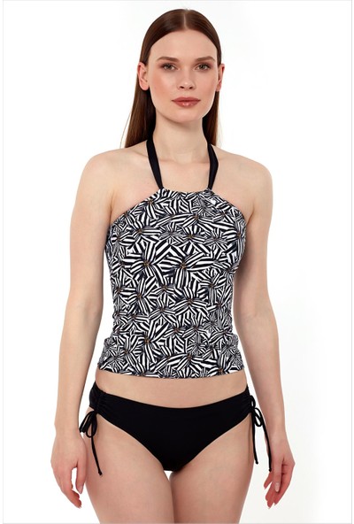 Ayyıldız Kadın Siyah-Beyaz Tankini 40660 Siyah-Beyaz ÇİÇEK-B160