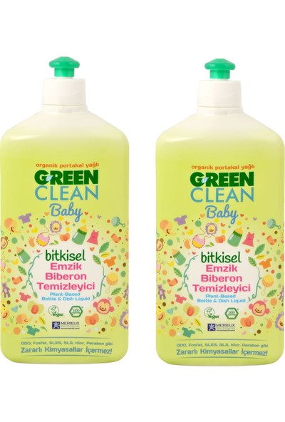 Green Clean Bitkisel Emzik Biberon ve Oyuncak Temizleyici 500 ml 2'li Green Clean Bitkisel Emzik Biberon ve Oyuncak Temizleyici 500 ml 2'li