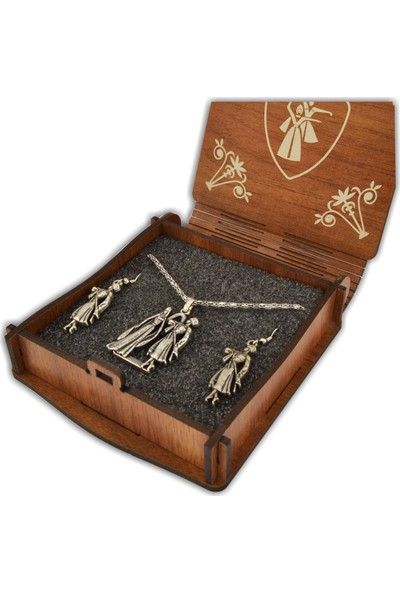 Anahtarlık Sepeti Kolye Küpe Seti Erkek-Erkek - Gümüş Kaplama