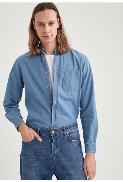 Defacto Slim Fit Uzun Kollu Jean Gömlek T0047AZ21SP