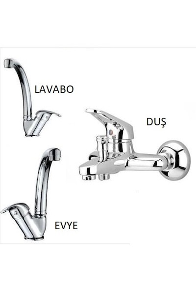 Mix Lavabo-Evye-Duş Batarya ( 3 Lü Set ) %100 Yerli