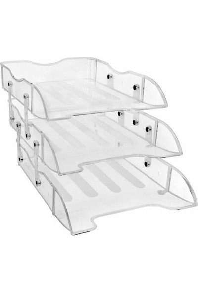 Cassa 3 Katlı Hareketli Evrak Rafı Şeffaf