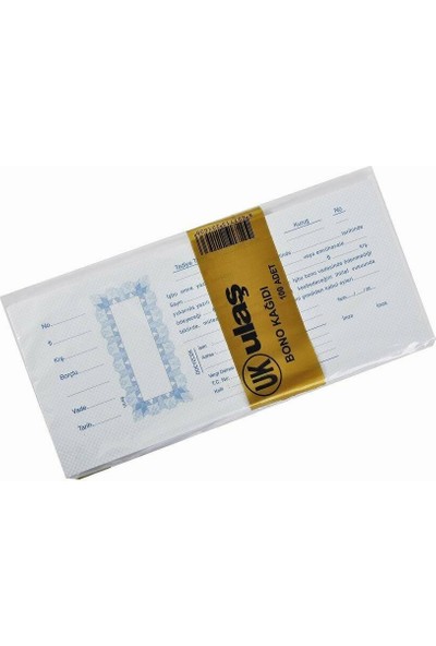 Ulaş Bono Kağıdı Senet Kağıdı 100'LÜ Ulaş Bono Kağıdı Senet Kağıdı 100'LÜ