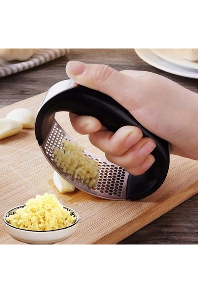 Roza's Home Paslanmaz Çelik Sarımsak Ezici, Tutma Kollu Sarımsak Rendesi