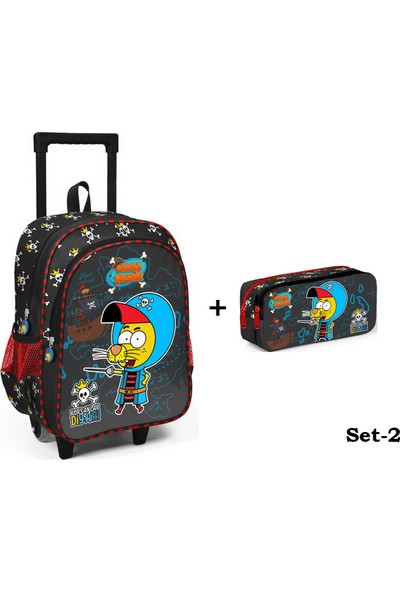 Kral Şakir Çekçekli Çanta ve Kalem Kutu Seti