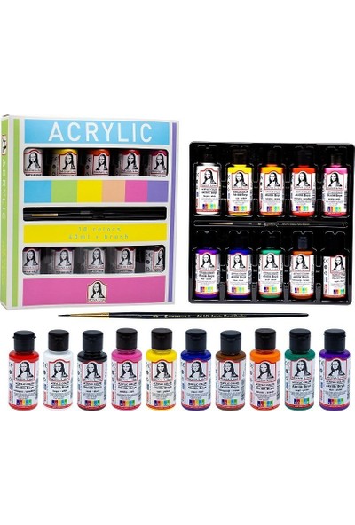 Südor Monalisa Akrilik 10 Renk x 40 ml + Fırça Set