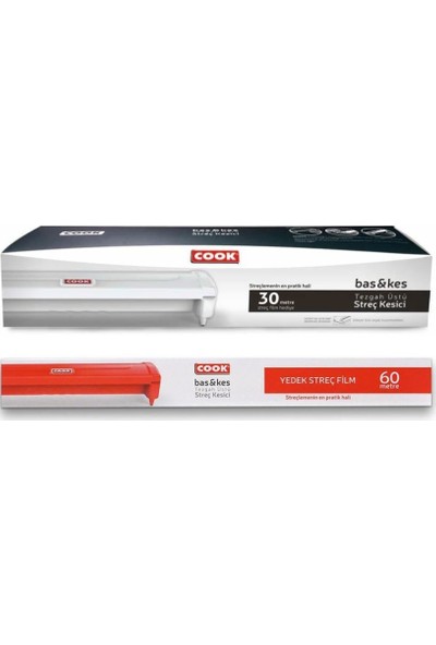 Cook Bas & Kes Streç Kesici Beyaz + 60 Metre Yedek Film Cook Bas & Kes Streç Kesici Beyaz + 60 Metre Yedek Film