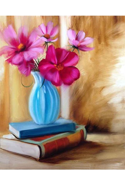 Movas Sanat Mavi Vazoda Pembe Çiçekler Elmas Mozaik Tablo Movas Sanat Mavi Vazoda Pembe Çiçekler Elmas Mozaik Tablo