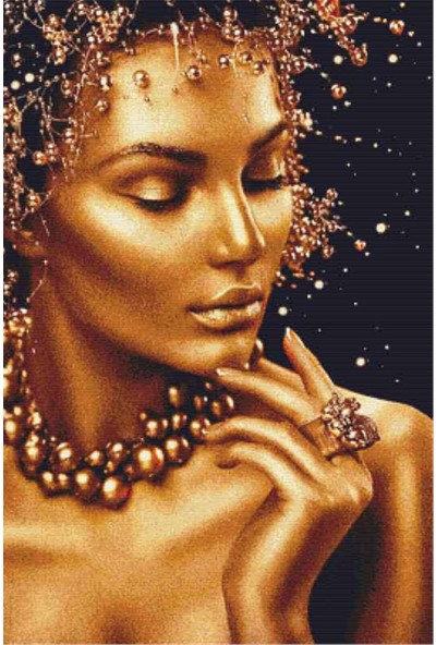 Movas Sanat Altın Kadın Elmas Mozaik Tablo