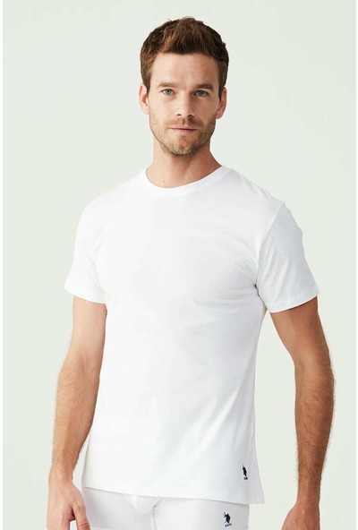 U.s. Polo Assn. Erkek Beyaz Yuvarlak Yaka T-Shirt