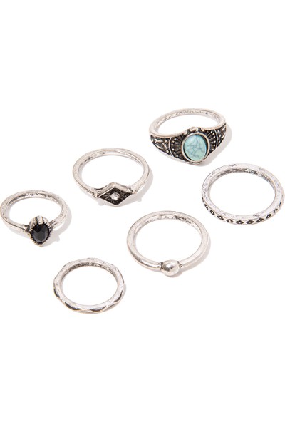 Mavi Kadın Gümüş Rengi Yüzük Seti 197763-24651