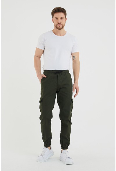 Point Slim Fit None Denim Yanı Körüklü Cepli, Paça ve Beli Lastikli Esnek Kumaş Erkek Kargo Pantolon Point Slim Fit None Denim Yanı Körüklü Cepli, Paça ve Beli Lastikli Esnek Kumaş Erkek Kargo Pantolon