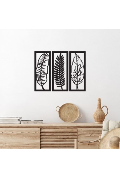 ZACCONCEPT Dekoratif 3'lü Yaprak Ahşap Duvar Dekoru 3 mm Mdf Lazer Kesim ZACCONCEPT Dekoratif 3'lü Yaprak Ahşap Duvar Dekoru 3 mm Mdf Lazer Kesim